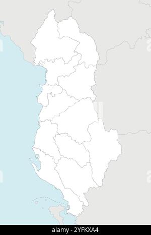 Vector regional blank map of Albania with counties or territories and ...
