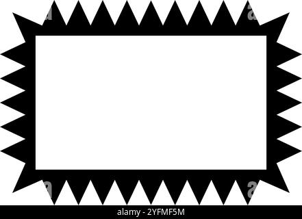 Rectangle frame with zigzag edges. Empty text box, speech bubbl, tag or label rectangular shape ...