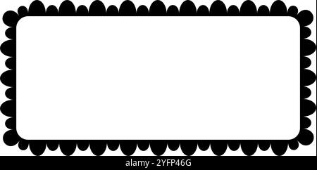 Scalloped edge square frame. Simple rectangle scalloped border. Fabric ...