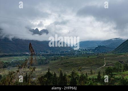 Ha Giang, Vietnam, White clouds on the Dong Van stone plateau in Ha ...