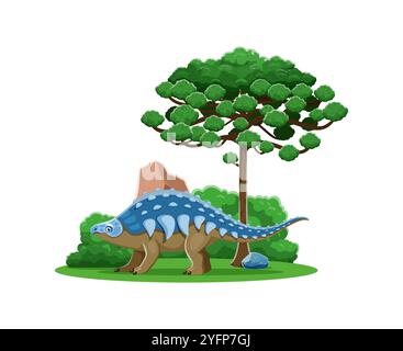 Panoplosaurus Dinosaur Cartoon Character Vector Illustration Stock ...