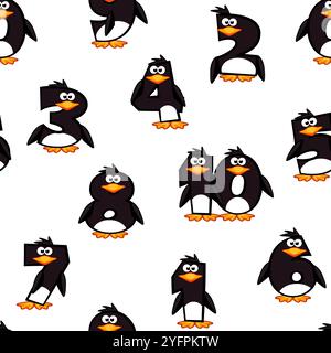 Cartoon numbers like Penguins from 0 to 9. Cute Penguin numbers ...