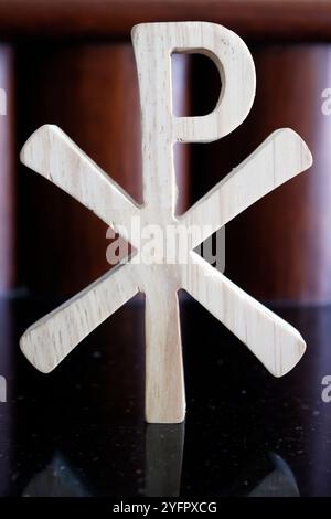 Christian Chi Rho symbol for first two Greek letters of Christ inlaid ...