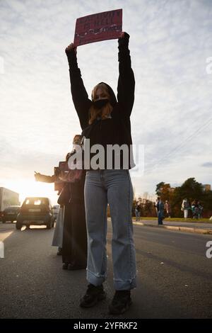 Ukrainian girl demonstrating with a sign Free Azov in Kyiv - 22 ...
