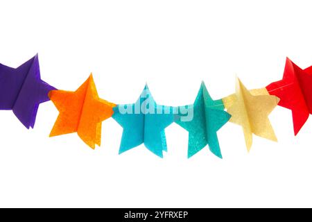 Star shaped hanging streamers isolated over white background Stock ...