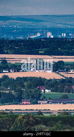 Manchester skyline from Castle Rock Nether Alderley, Alderley Edge SK9 ...
