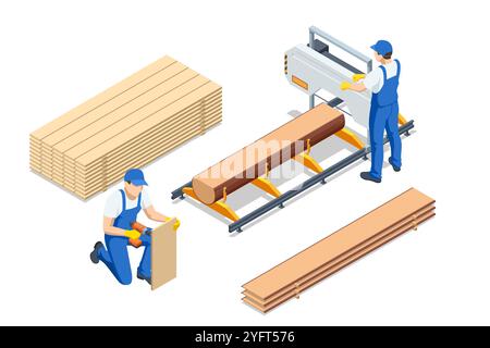Isometric Sawmill. Furniture Making Tools and Processes. Woodworking ...