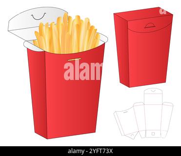 French Fries box packaging template,gluing die cut vector Stock Vector ...