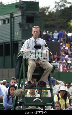 Wimbledon tennis tournament 1999 21 year old Jamie McMahon umpiring his ...