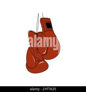 Continuous one line drawing of boxing gloves Stock Vector Image & Art ...