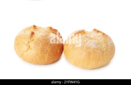 Two homemade tasty buns isolated on white Stock Photo - Alamy