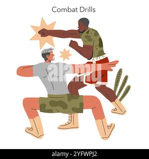 Military Training concept. Soldiers engage in close combat training ...
