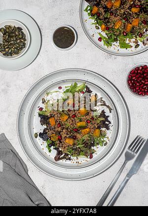 Concept of tasty food with pumpkin salad on white background Stock ...