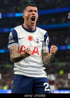 Tottenham Hotspur's Pedro Porro celebrates following the UEFA Europa ...