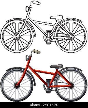 Detailed vector of a bicycle in two styles Stock Vector Image & Art - Alamy