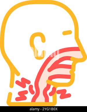 difficulty swallowing disease symptom color icon vector. difficulty ...