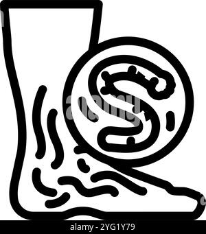 hookworm parasite line icon vector. hookworm parasite sign. isolated ...