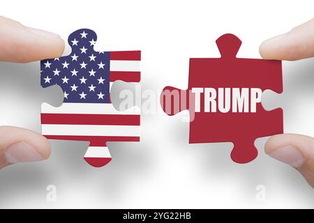 Puzzle made from United States of America flag. Republicans wins ...