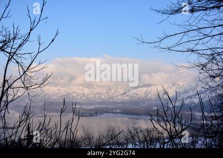 Snowcovered mountains can be seen after the fresh spell of snowfall in ...
