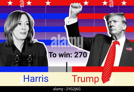 Portrait of Donald Trump . Illustrative photo collage with halftone ...