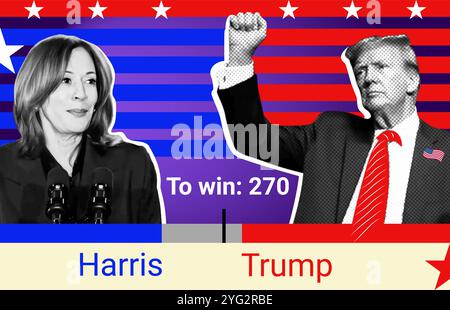 Portrait of Donald Trump . Illustrative photo collage with halftone ...