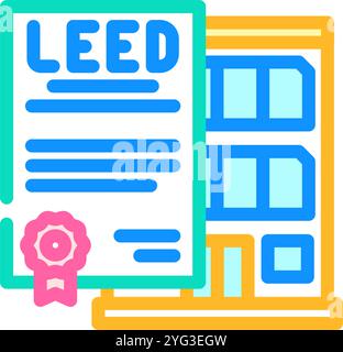 leed certification green building color icon vector illustration Stock ...