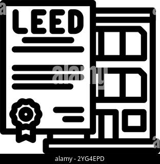 leed certification green building line icon vector. leed certification ...