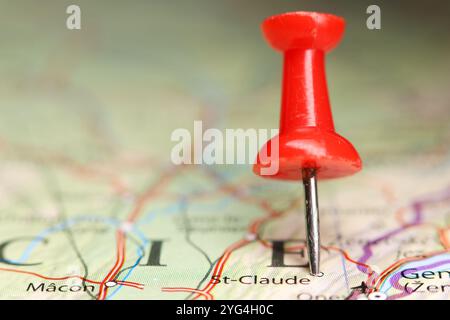 St Claude, France pin on map Stock Photo - Alamy