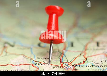 Tarare, France pin on map Stock Photo - Alamy