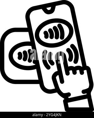 phone tapping object line icon vector. phone tapping object sign ...