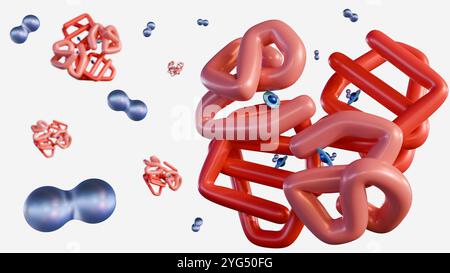 A 3D rendering of molecular structure of hemoglobin attaching oxygen ...