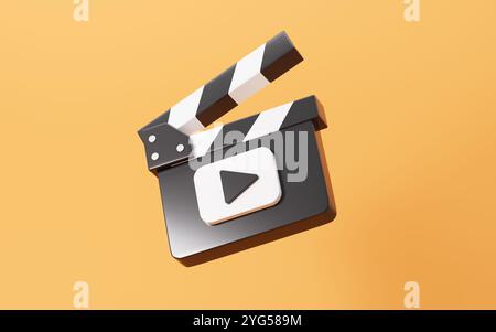 Cartoon clapper board model, 3d rendering. 3d illustration Stock Photo ...