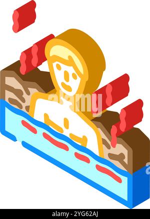 taking dip hot spring winter icon doodle illustration Stock Vector ...
