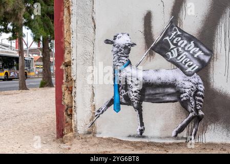 Illustrative graffiti mural by street artist Phlegm on a wall in ...
