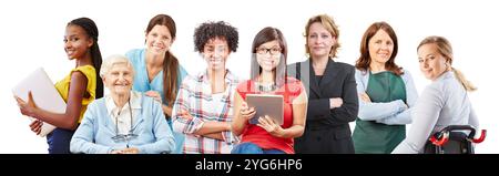 Women of different generations as a portrait collage on Germany map ...