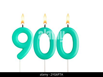 Candles forming the number 900 - Green background Stock Photo - Alamy