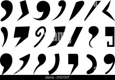 Collage of different comma signs isolated on white background Stock ...