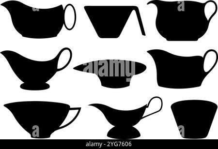 Collection of different gravy sauce boats isolated on white Stock ...