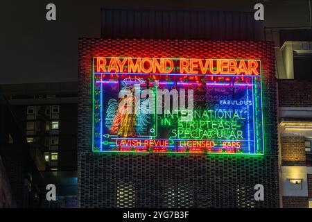 Neon sign for Raymond Revuebar strip club in Soho, London, UK Stock ...