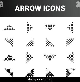 shows various arrow icons arranged in four rows and four columns. Each ...