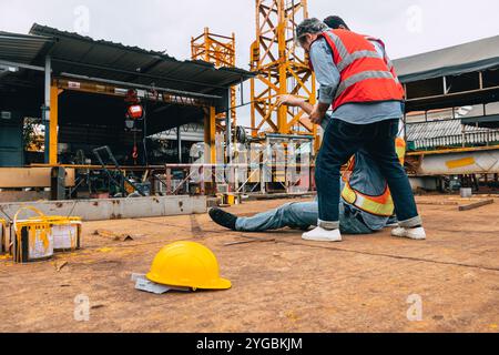 Injured worker at the work site Stock Photo - Alamy