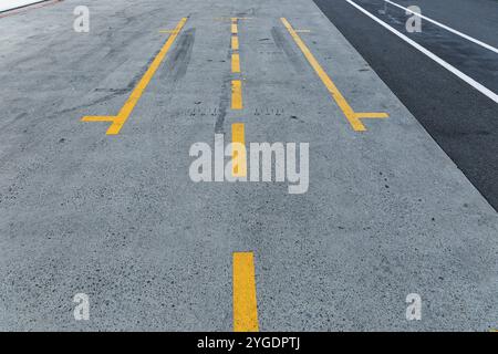 Track markings, pit stop lines, F1 Grand Prix Racetrack, Montreal ...