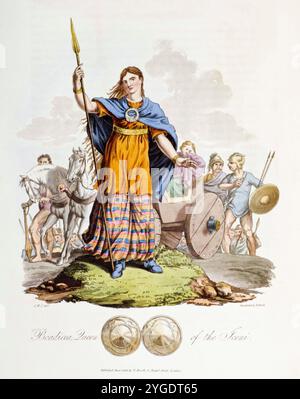 BOUDICA 19th century illustration of the queen of the British Iceni ...
