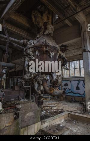 Old abandoned paper factory. Historic and typical factory building as a ...