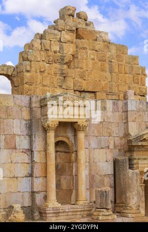 Jerash, Jordan close-up details of Roman amphitheater South Theatre in ...