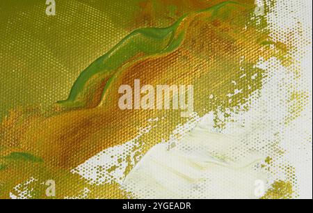 Olive green and gold acrylic color layers, perfect for adding depth and elegance to art or ...
