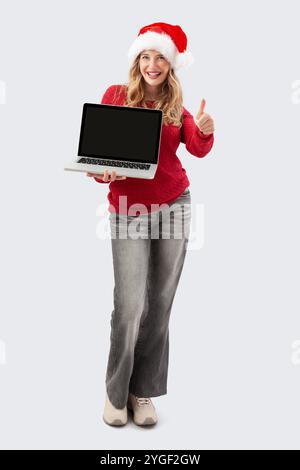 Gift shopping. Happy santa like holiday shopping. Bearded man point at ...