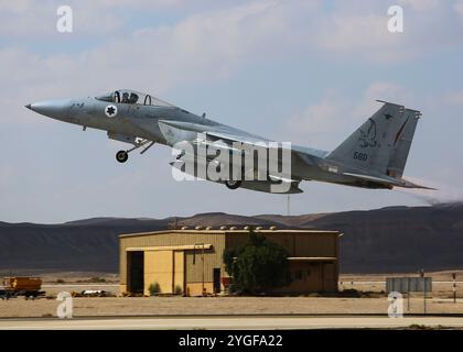 File photo of Israeli F-15C Fighter Jet at Ovda Airbase, Ovda, Israel ...