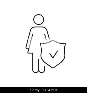woman with shield protection secure vector illustration Stock Vector ...