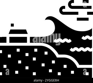 storm surge flooding hurricane disaster color icon vector. storm surge ...